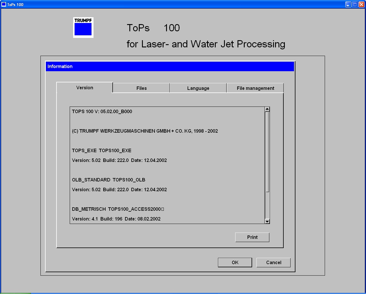 TRUMPF Tops100 V5 » VIP SOFTWARE